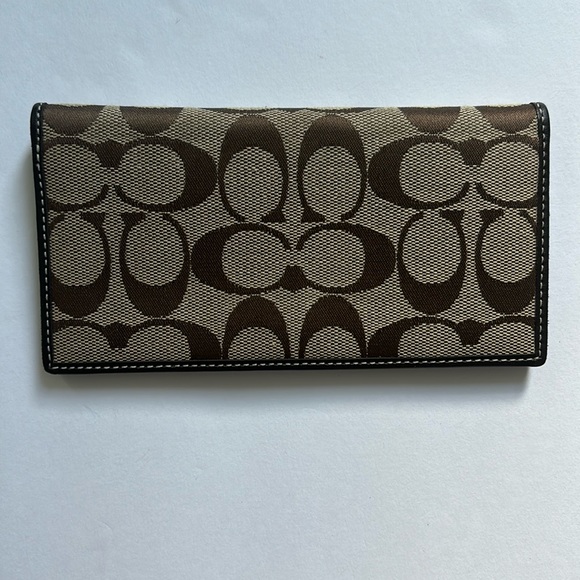 Coach | Accessories | Coach Brown Logo Checkbook Cover | Poshmark